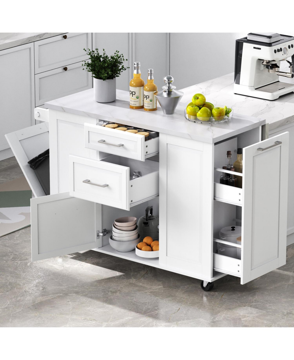 Click here for Streamdale Rolling Kitchen Island w/ Tilt Trash  D... prices