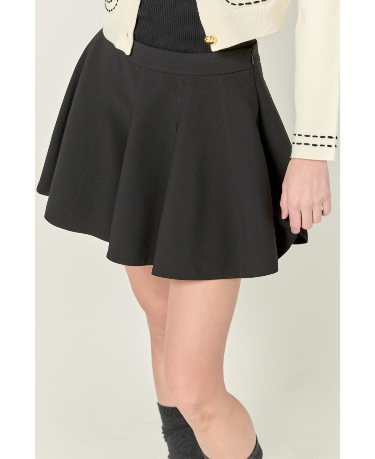 Click here for English Factory Womens Flare Mini Skirt - Black prices