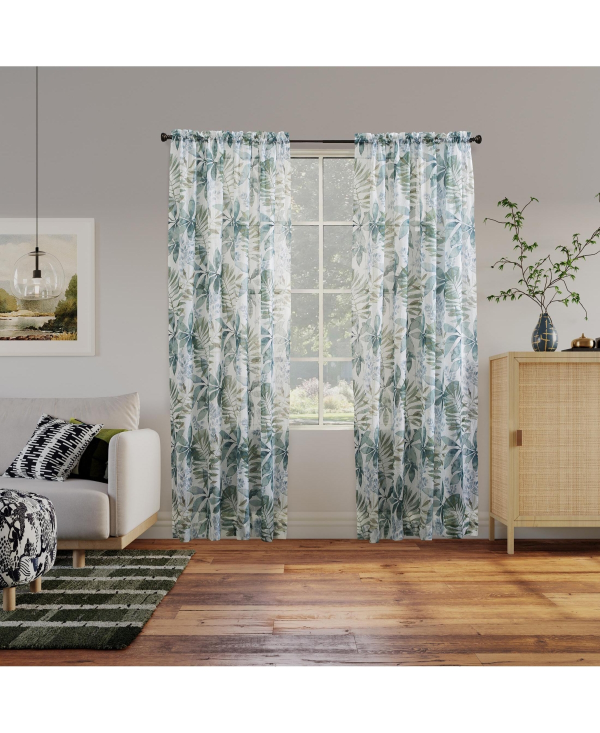 Click here for No. 918 Fauna Foliage Print Crushed Voile Sheer Ro... prices