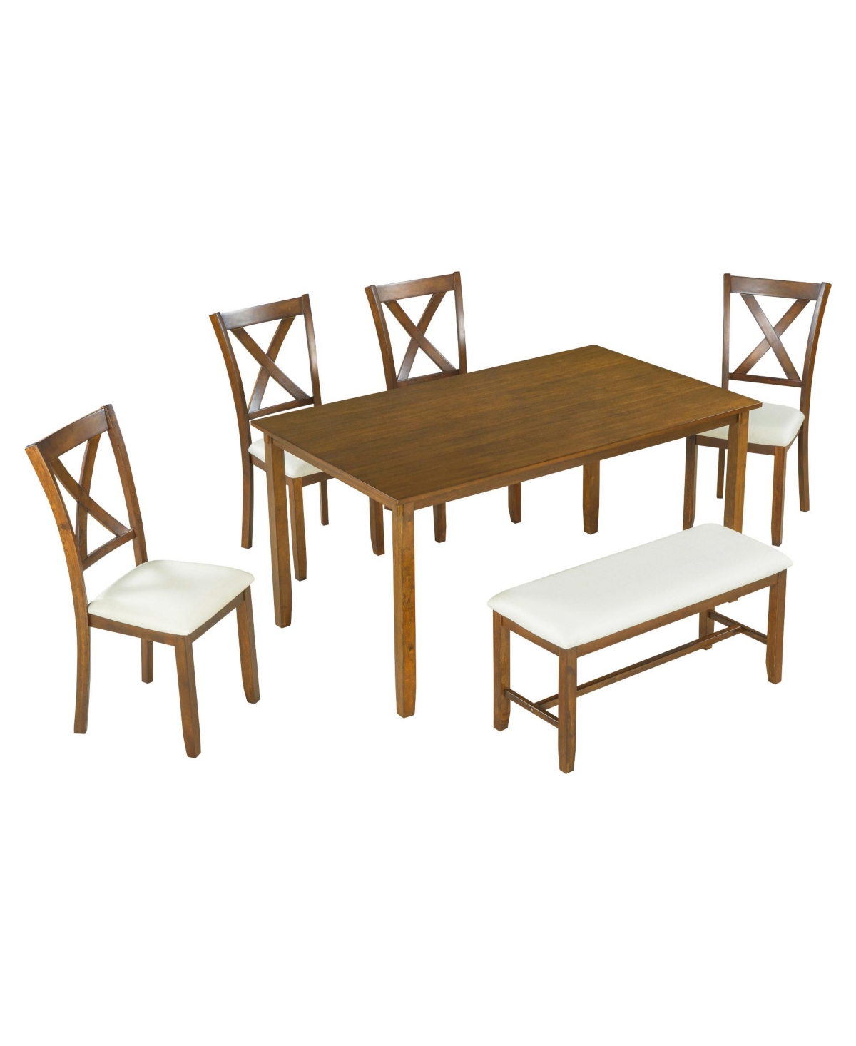 Click here for Casainc 6 Piece Wooden Dining Table Set with 4 Fab... prices