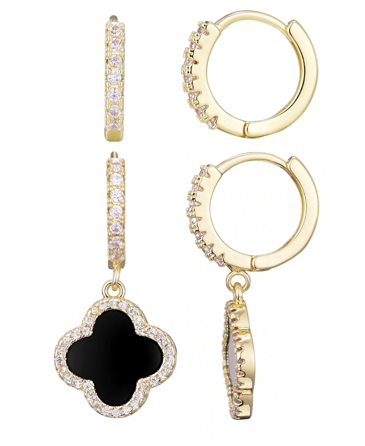 Click here for Adornia Gold Cubic Zirconia Halo Black Clover Hugg... prices