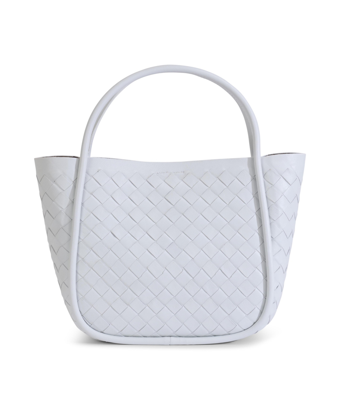 Click here for Womens White Woven Leather Top Handle Bag - White prices
