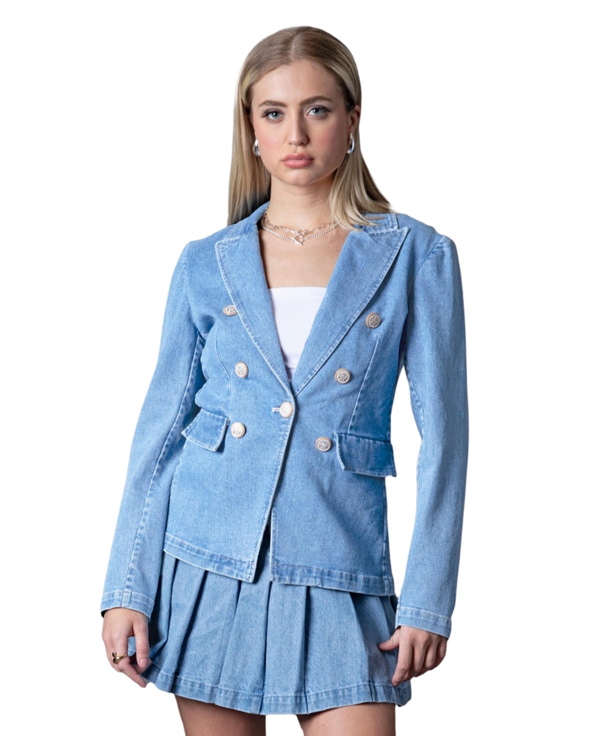 Click here for Blue Revival Womens Miley Stretch Denim Blazer - L... prices