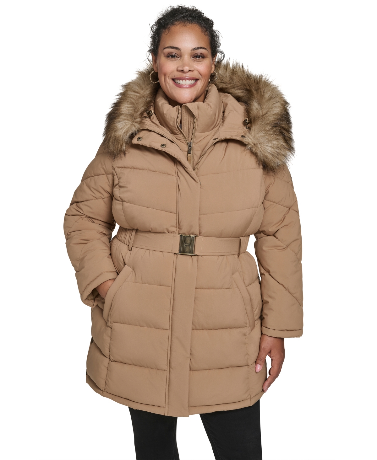 Click here for Tommy Hilfiger Plus Size Hooded Puffer Coat - Came... prices