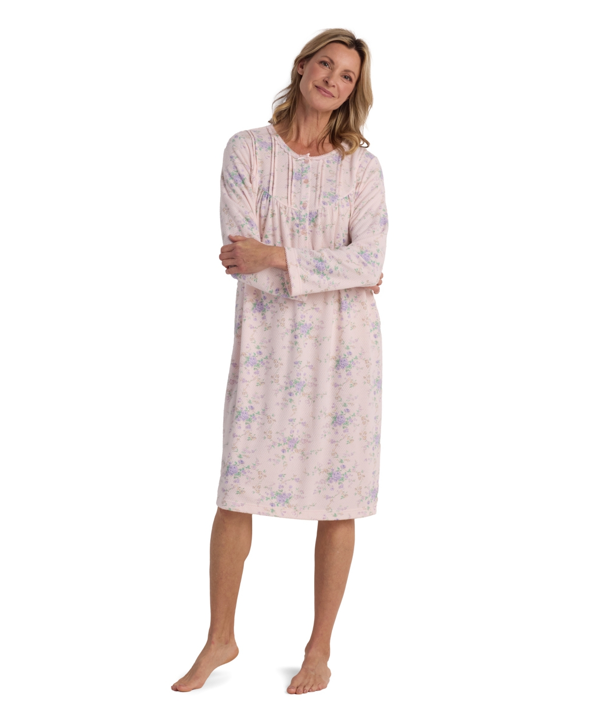 Click here for Miss Elaine Womens Printed Long Sleeve Gown - Lila... prices