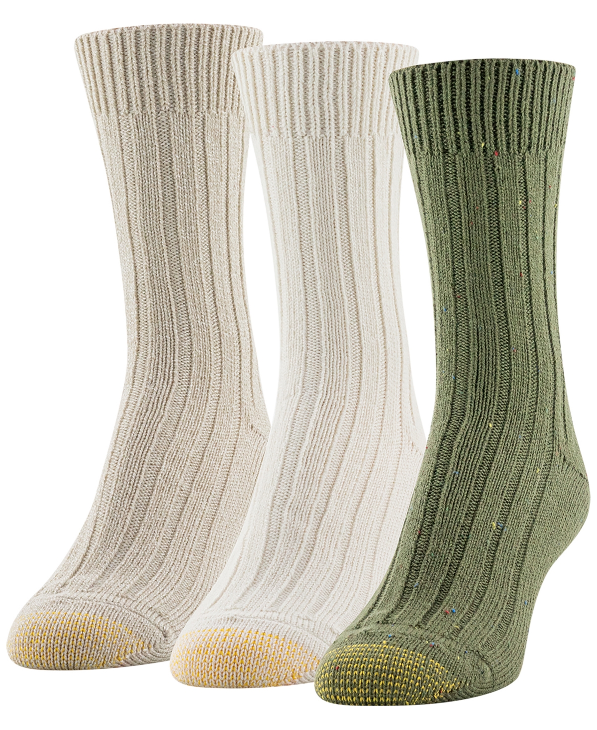 Click here for Gold Toe Womens 3-Pack Marled Rib Crew Socks - Whi... prices