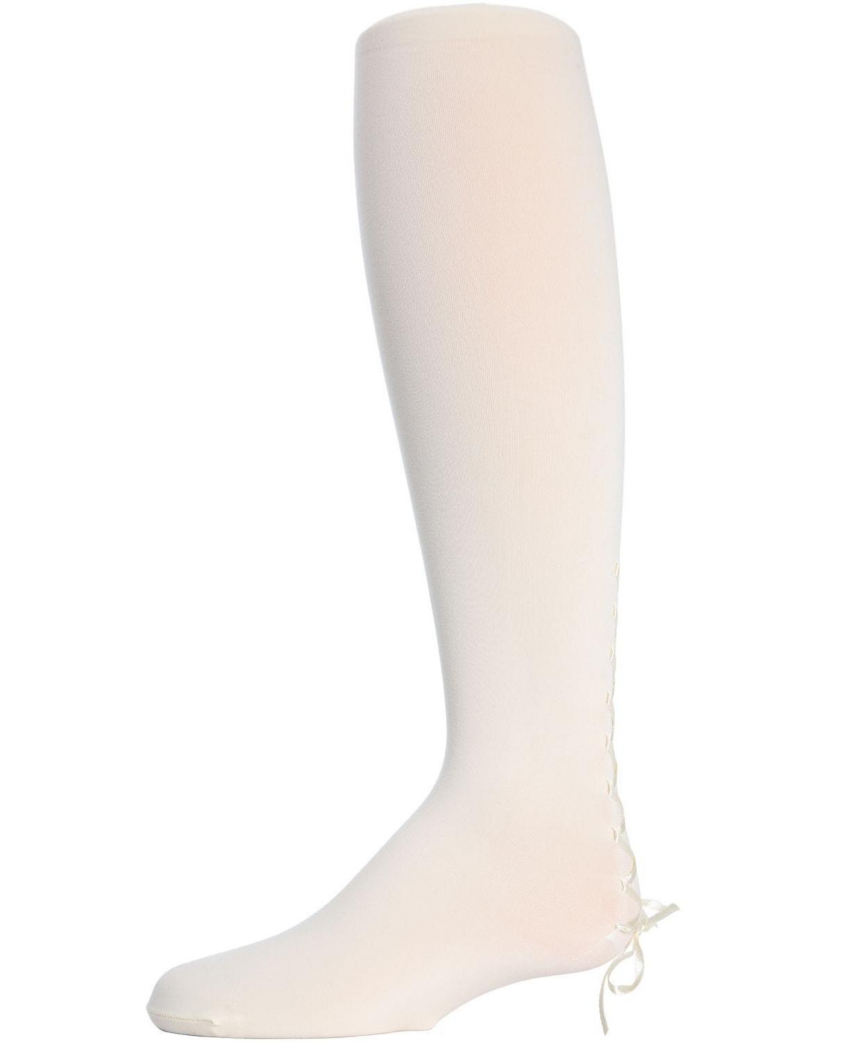 Click here for Memoi Girls Lace-Up Bow Opaque Tights - Ivory prices