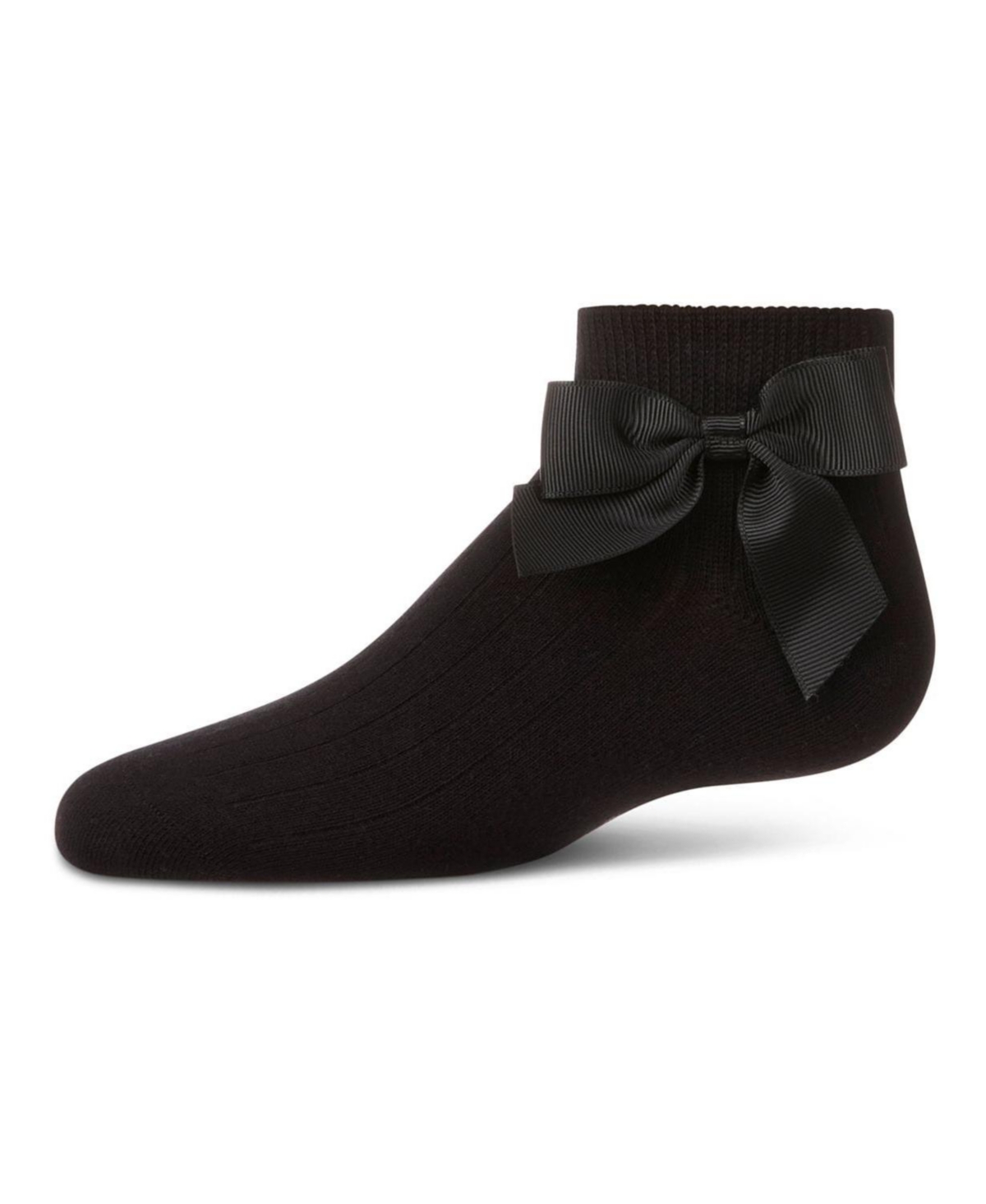 Click here for MeMoi Little Girls Ribbed Bow Anklet Socks - Black prices