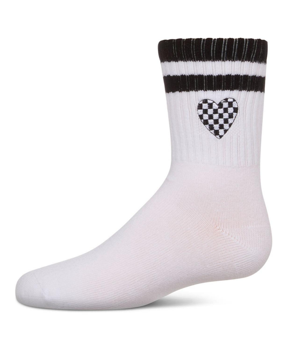 Click here for MeMoi Big Girls Checkered Heart Crew Socks - Black prices