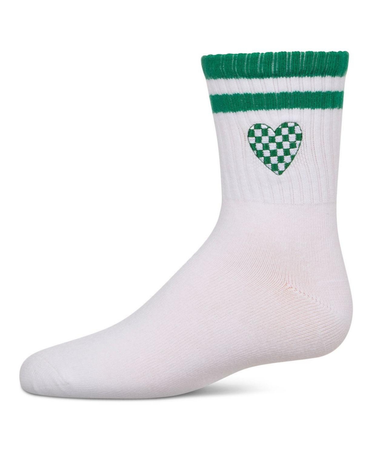 Click here for MeMoi Big Girls Checkered Heart Crew Socks - Green prices