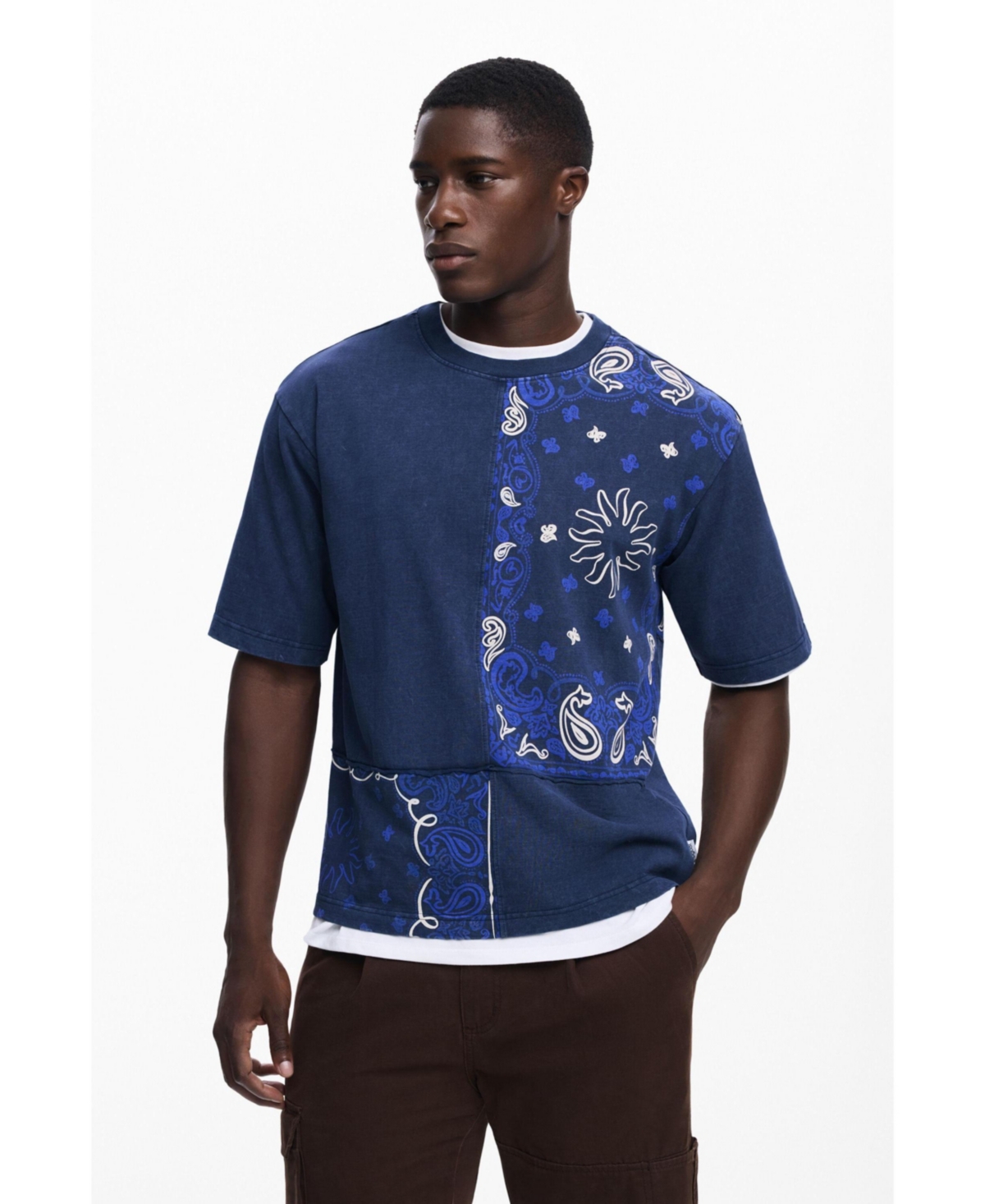 Click here for Desigual Mens T-shirt with sun patches - Dark blue prices