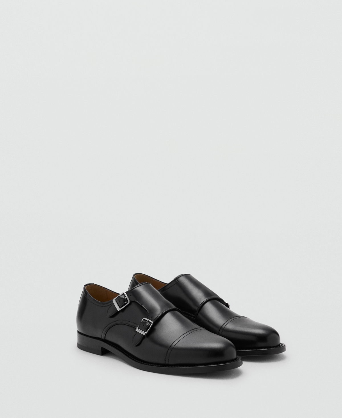 Click here for Mango Mens Double Buckle Leather Shoes - Black prices