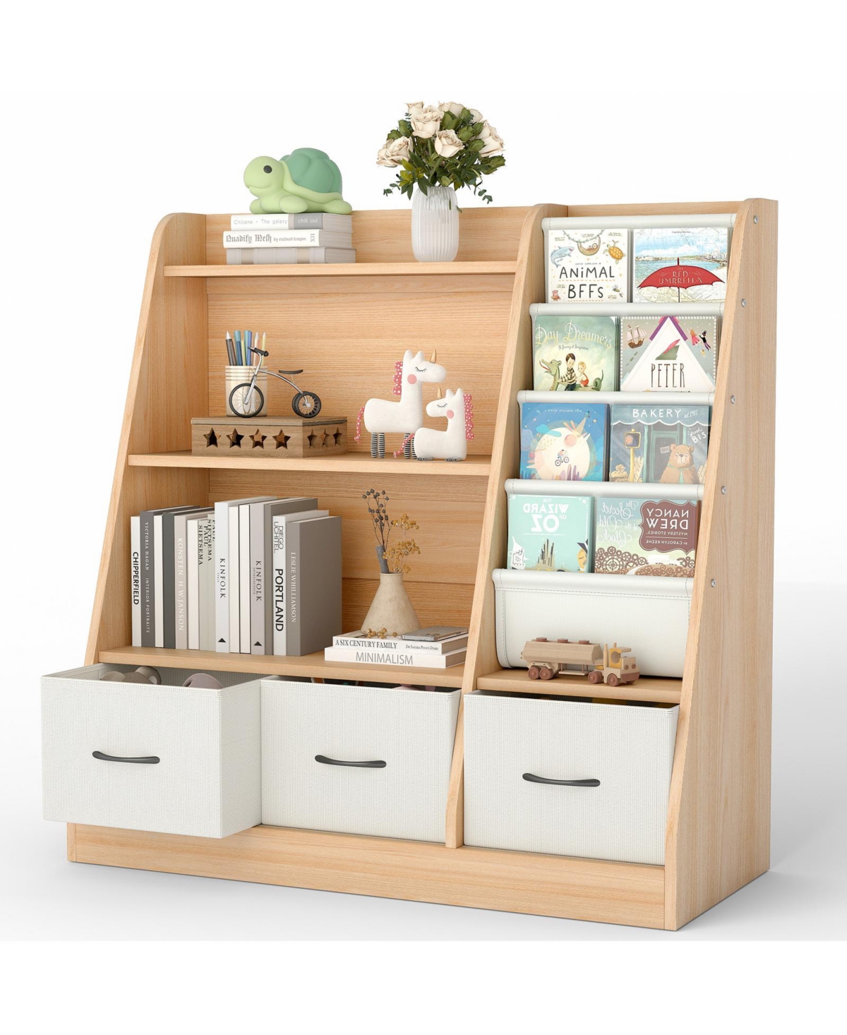 Click here for Wooden Kids Storage Organizer Shelf with Book Rack... prices