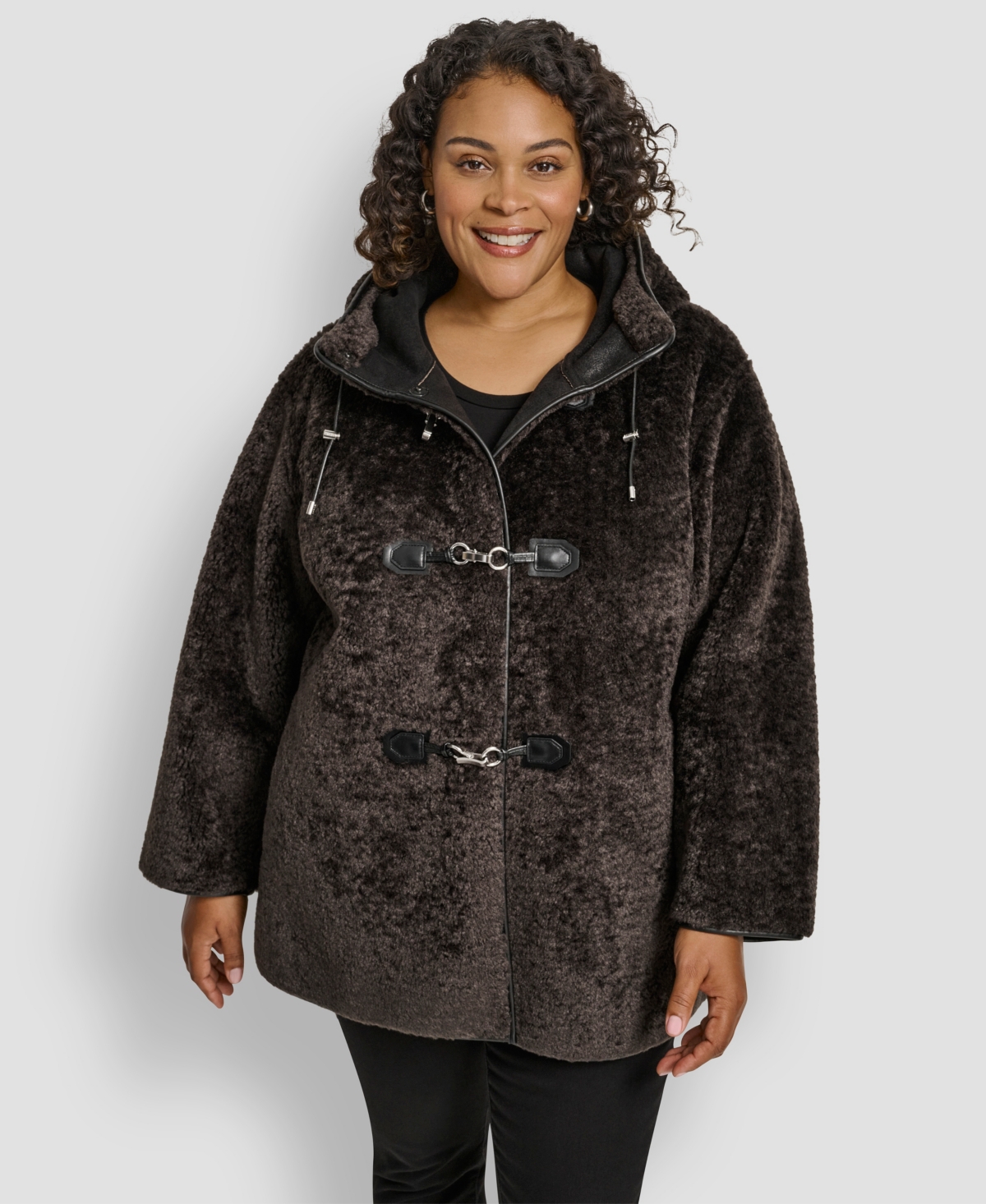 Click here for Dkny Plus Size Hooded Toggle Coat - Bitter prices