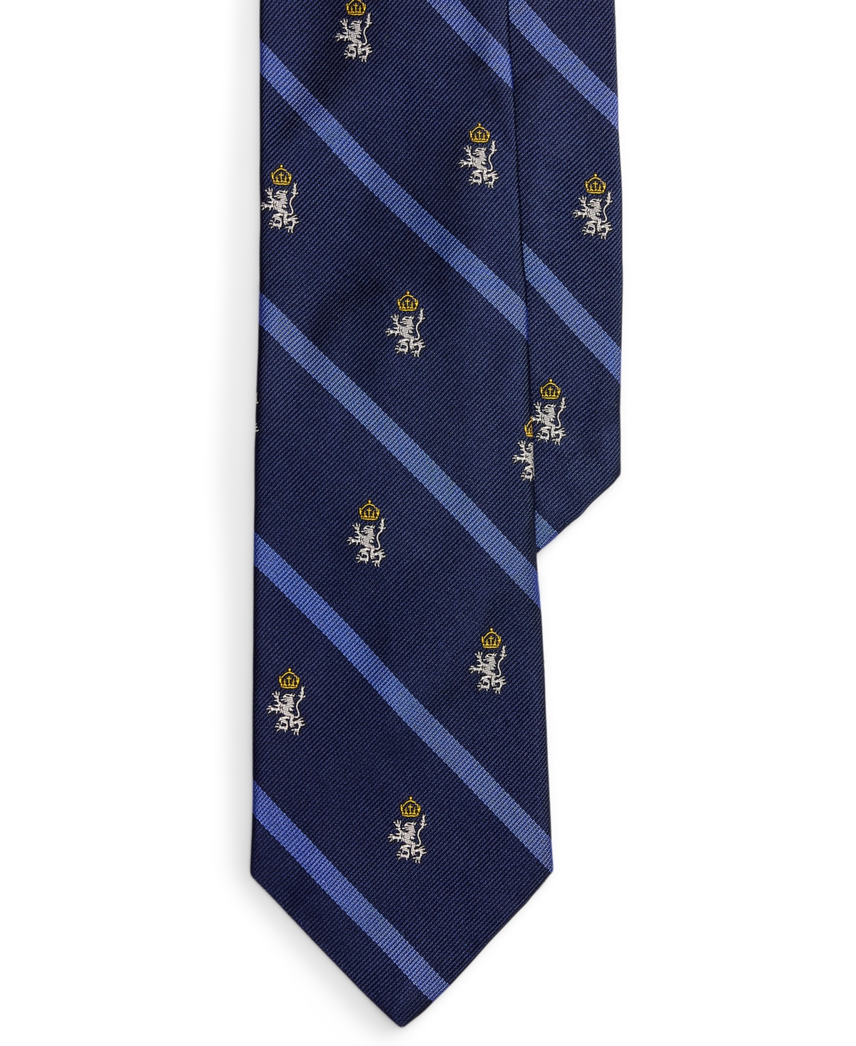 Polo Ralph Lauren Mens Striped Silk Repp Club Tie - Navy