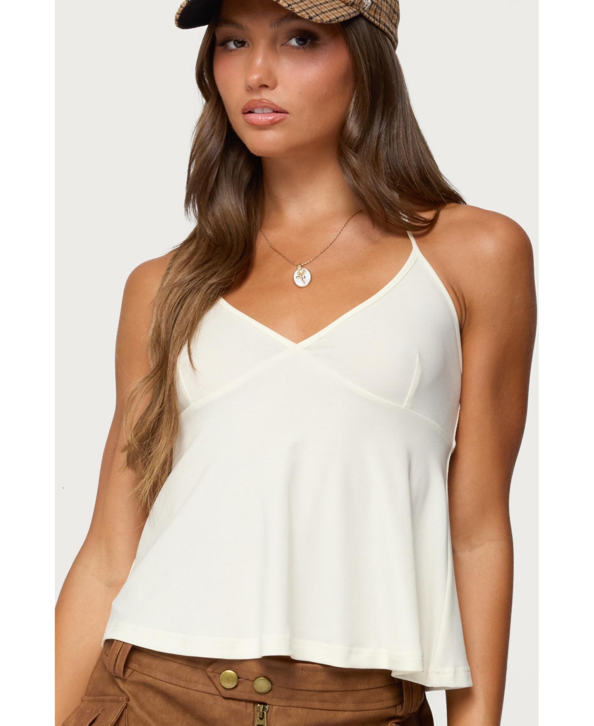 Click here for Edikted Womens Leonora Halter Babydoll Top - Cream prices