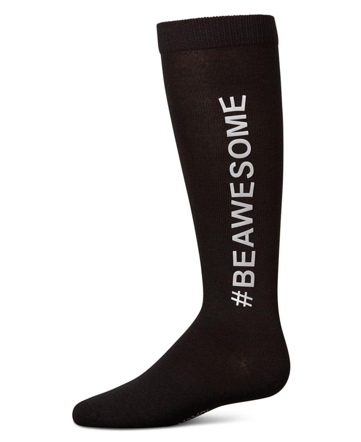 Click here for Memoi Girls #Beawesome Knee High Socks - Black prices