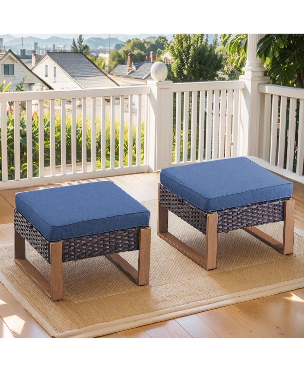 Click here for Gymojoy CubeEdge 2-Piece Wicker Outdoor Ottoman Pa... prices