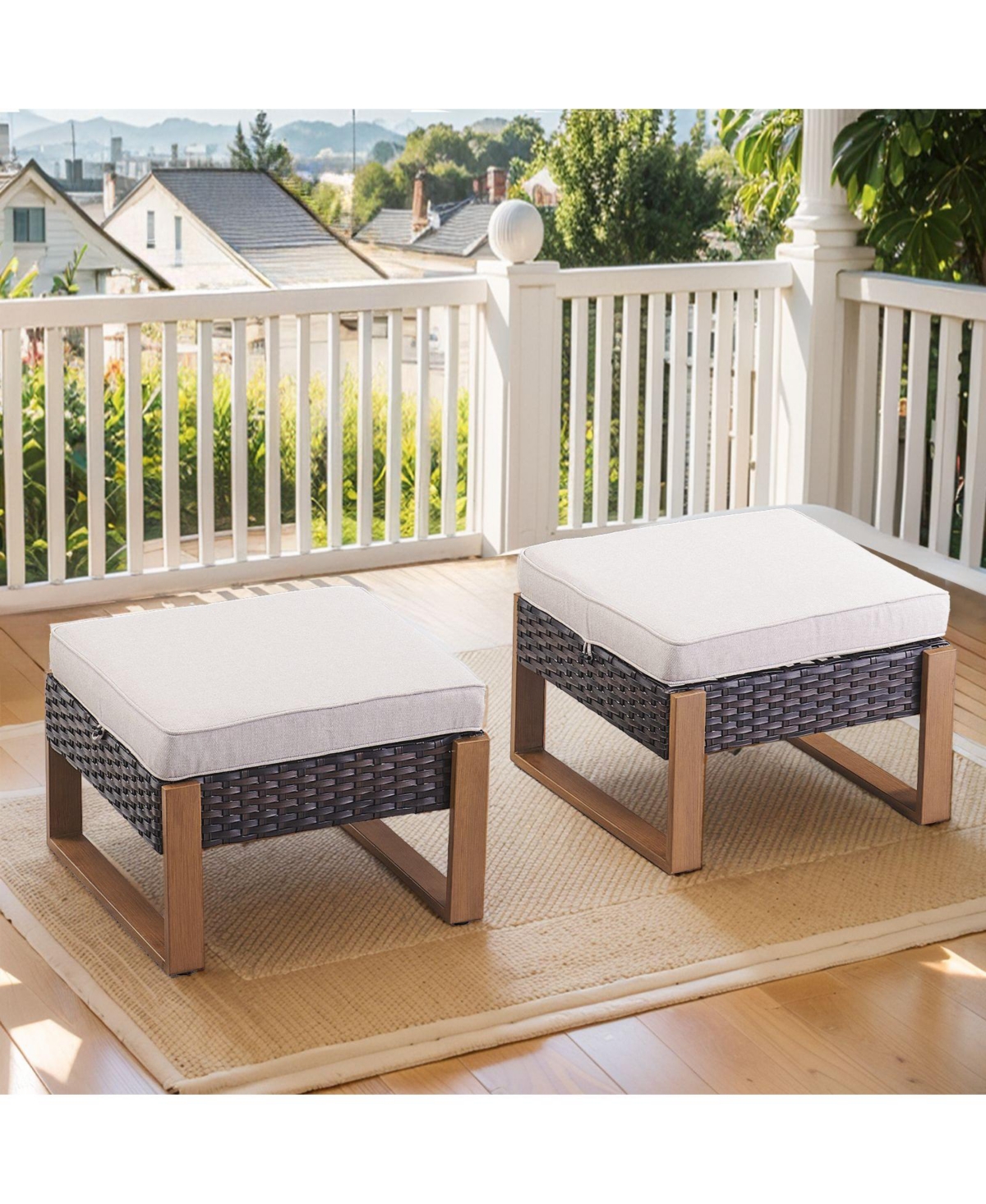 Click here for Gymojoy CubeEdge 2-Piece Wicker Outdoor Ottoman Pa... prices