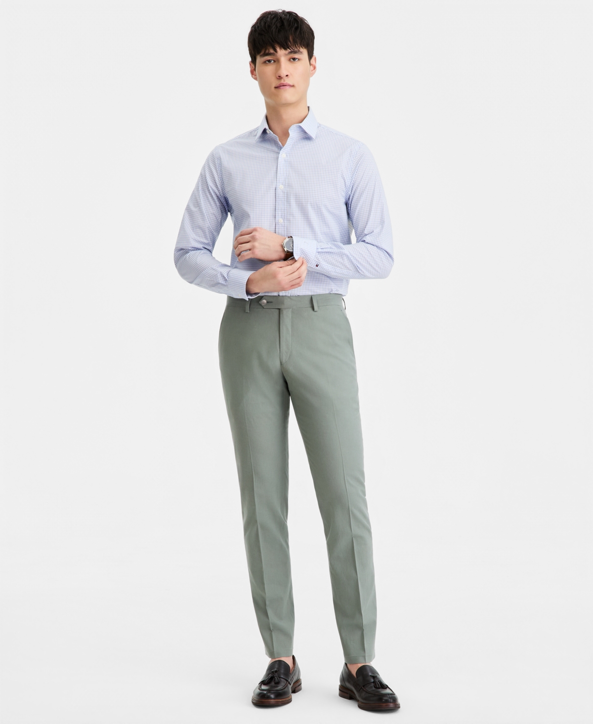 Click here for Tommy Hilfiger Mens Modern-Fit Linen Pants - Sage prices