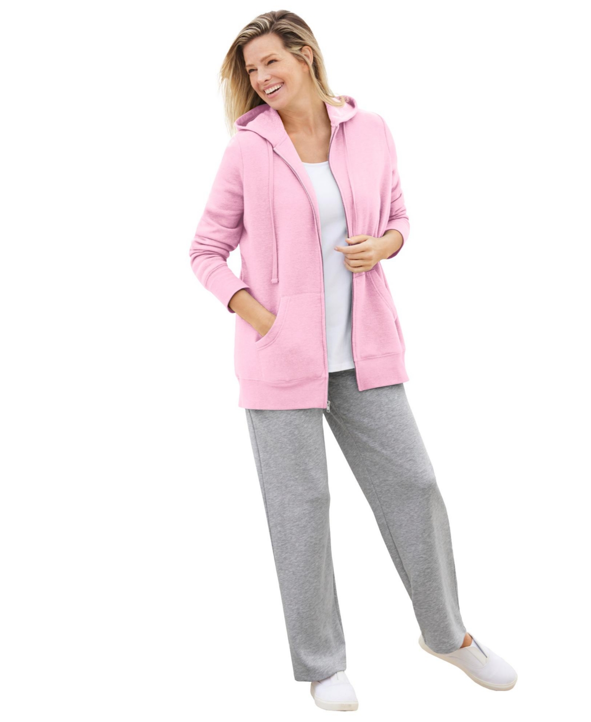 Click here for Woman Within Plus Size Better Fleece Zip-Front Hoo... prices