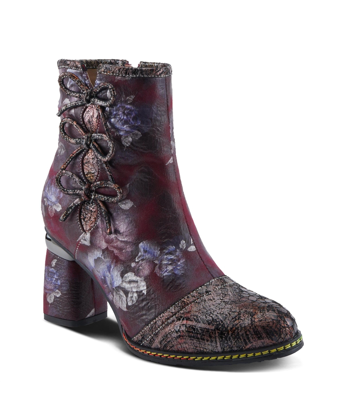Click here for LArtiste Womens Carre Floral Print Leather Booties... prices