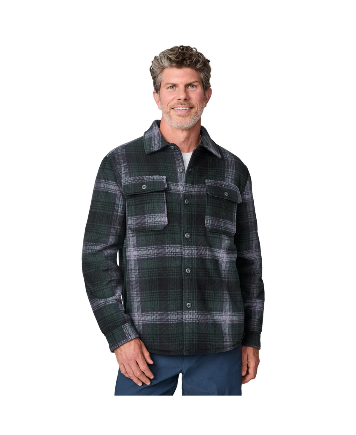 Free Country Mens Mountain Ridge Sueded Chill Out Fleece Jacket - Evergreen plaid