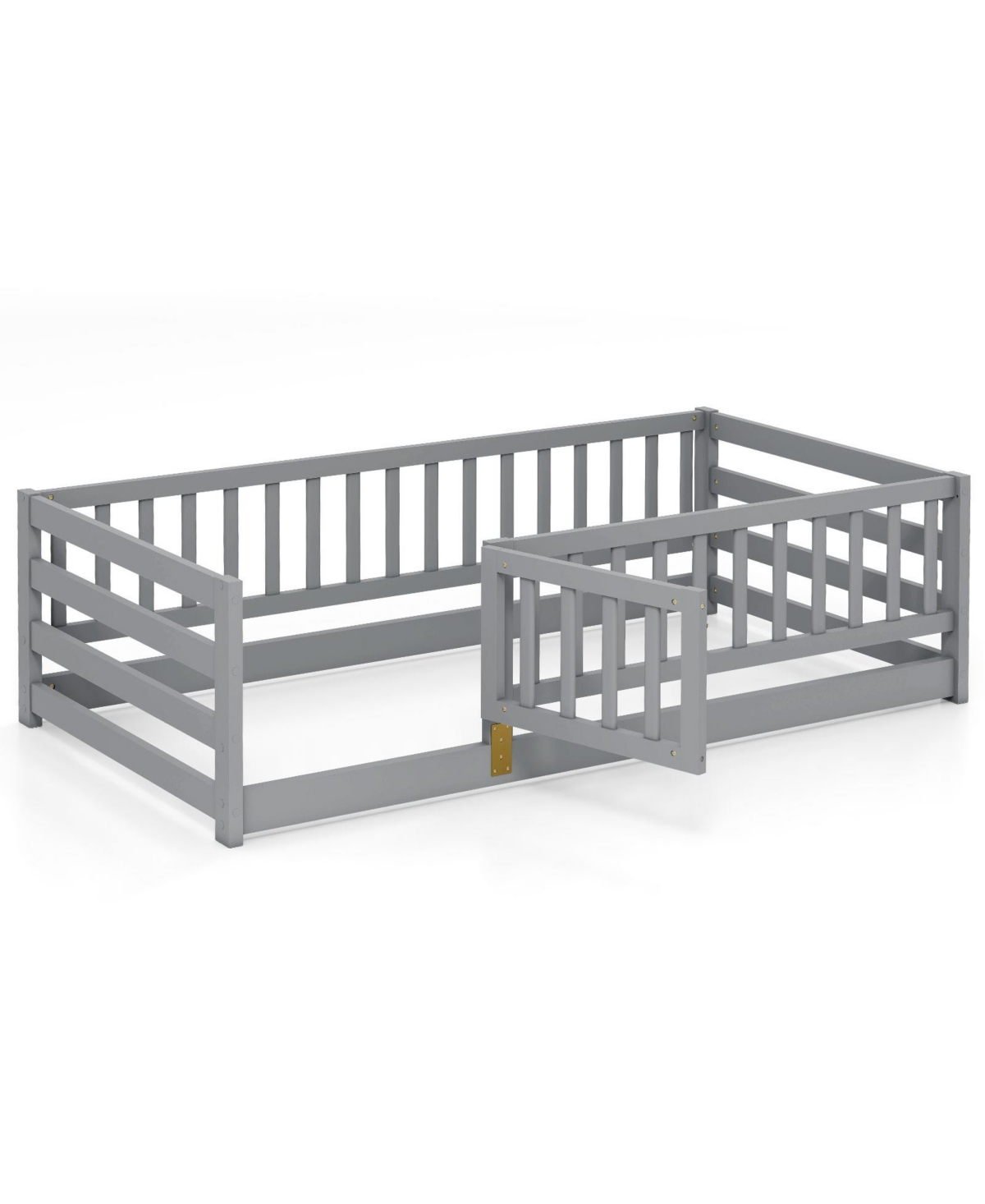 Click here for Gymax Twin Size Floor Bed w/High Fence & Door Safe... prices