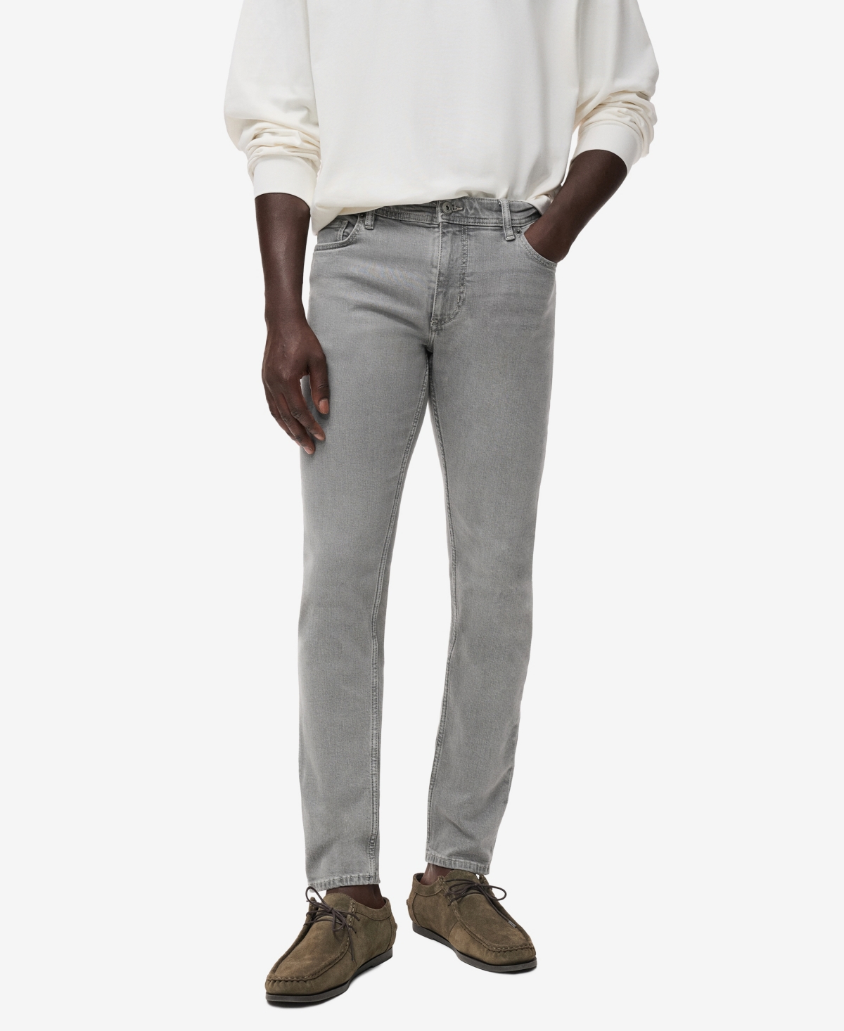 Click here for Mango Mens Jan Slim-Fit Gray-Wash Jeans - Denim Gr... prices