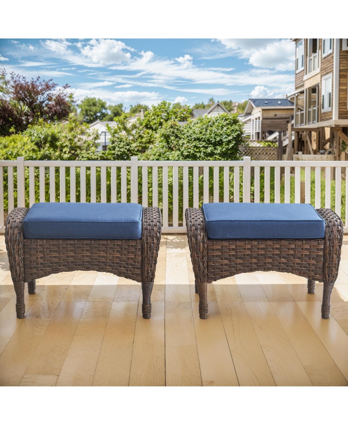 Click here for Gymojoy SleekArm Wicker Outdoor Ottoman with Olefi... prices