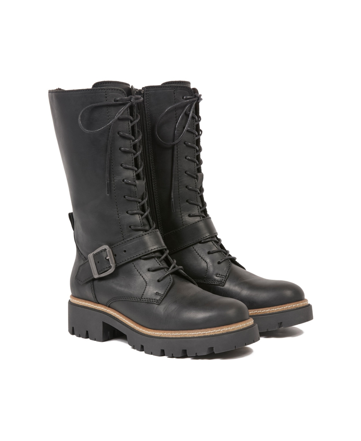 Click here for Strap Detail Mid Calf Boot - Black prices