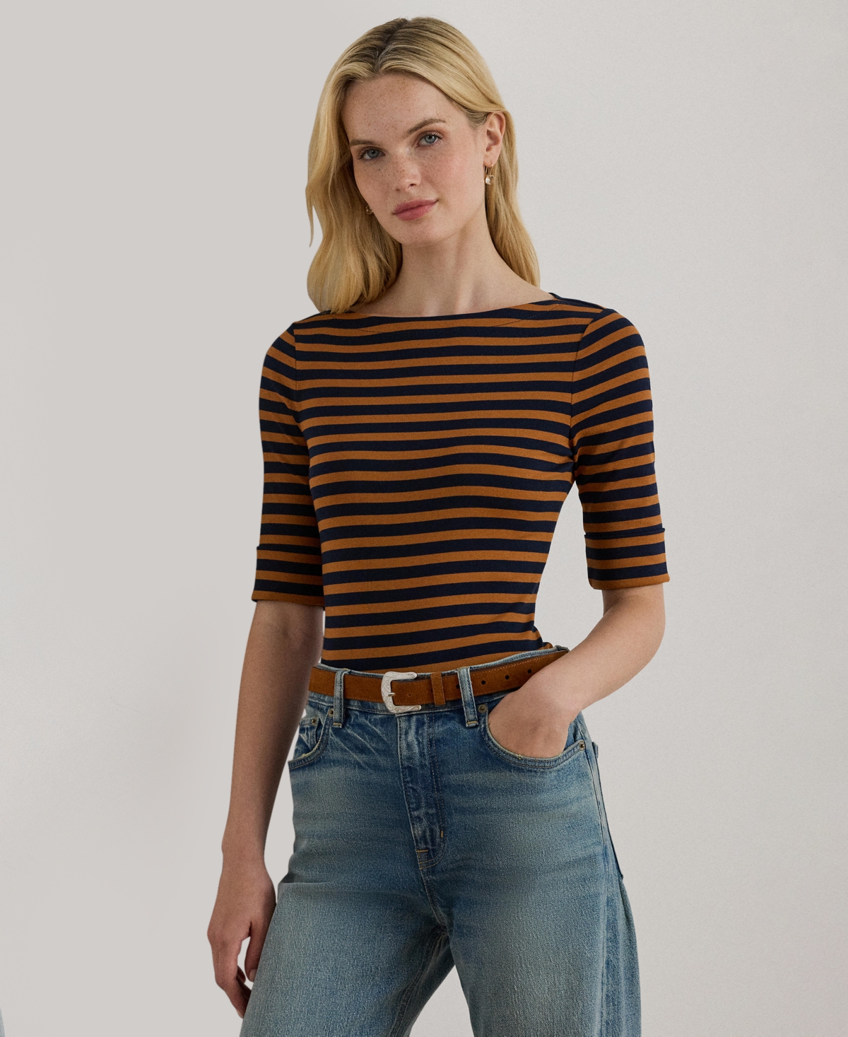 Click here for Lauren Ralph Lauren Womens Striped Stretch Cotton... prices