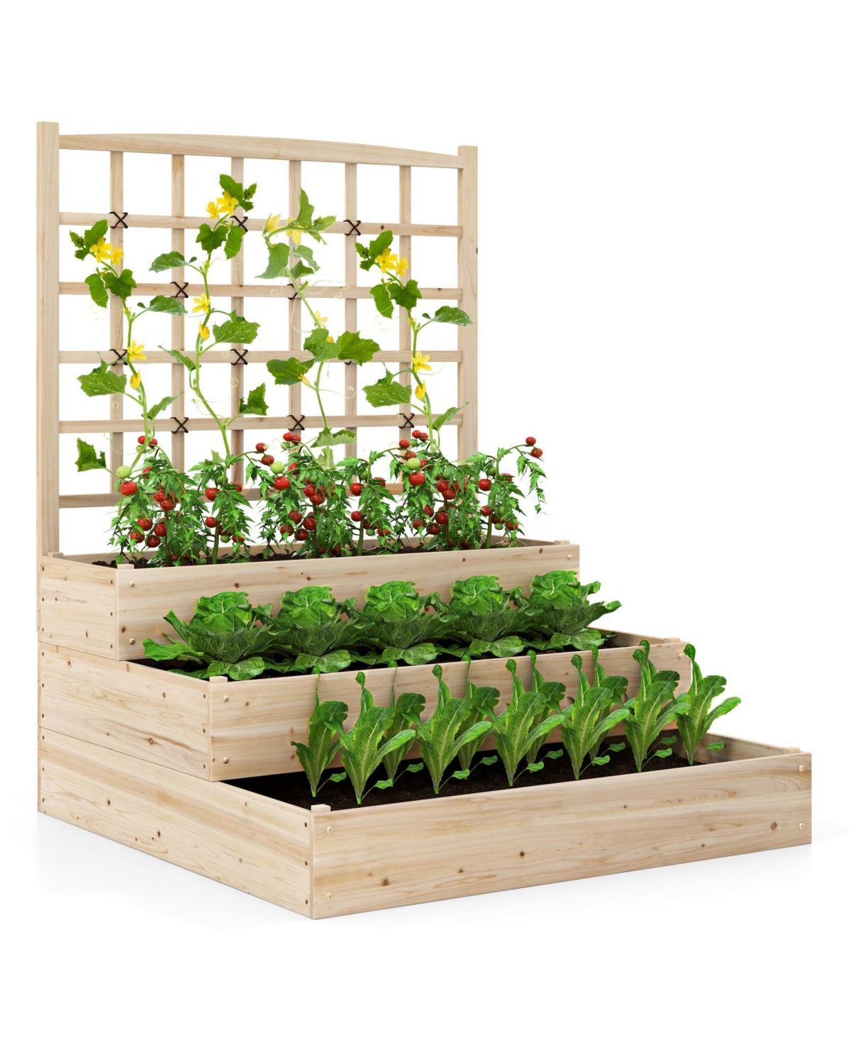 Click here for Gymax 44 x 45 x 56 3-Tier Raised Garden Bed w/ Lat... prices