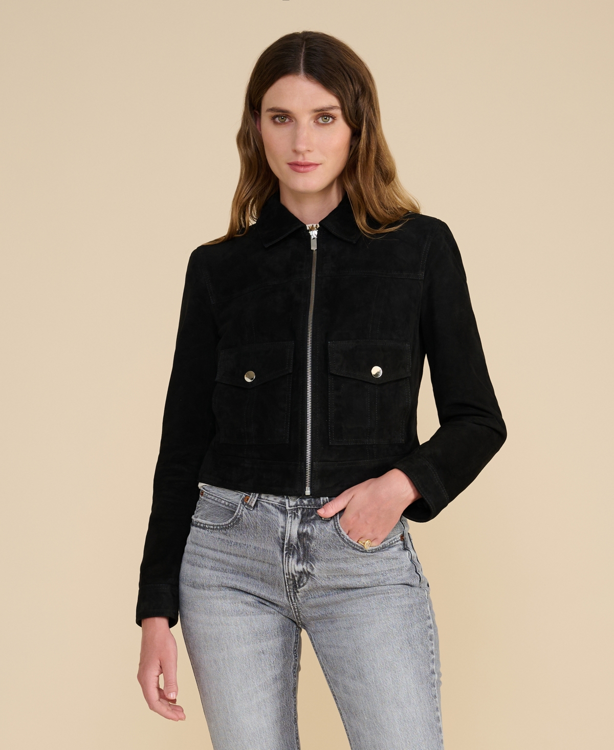 Click here for Furniq Uk Womens Cropped Suede Jacket  Created For... prices