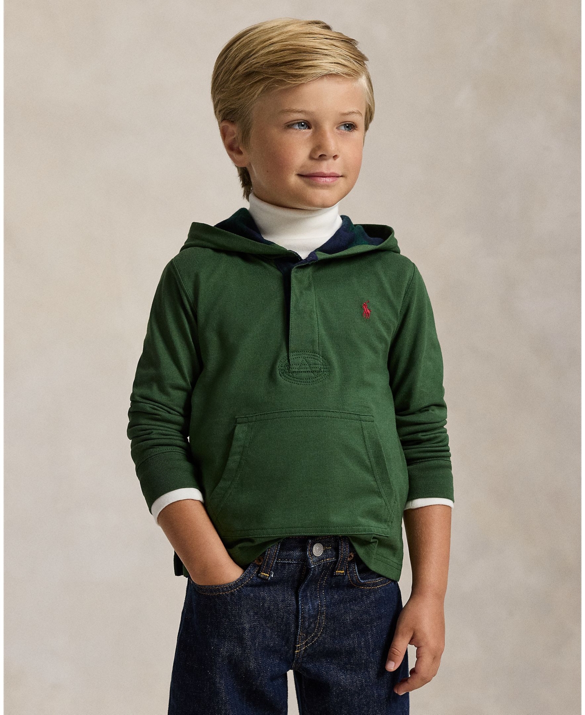 Click here for Polo Ralph Lauren Boys 2-7 Plaid-Trim Hooded Rugby... prices