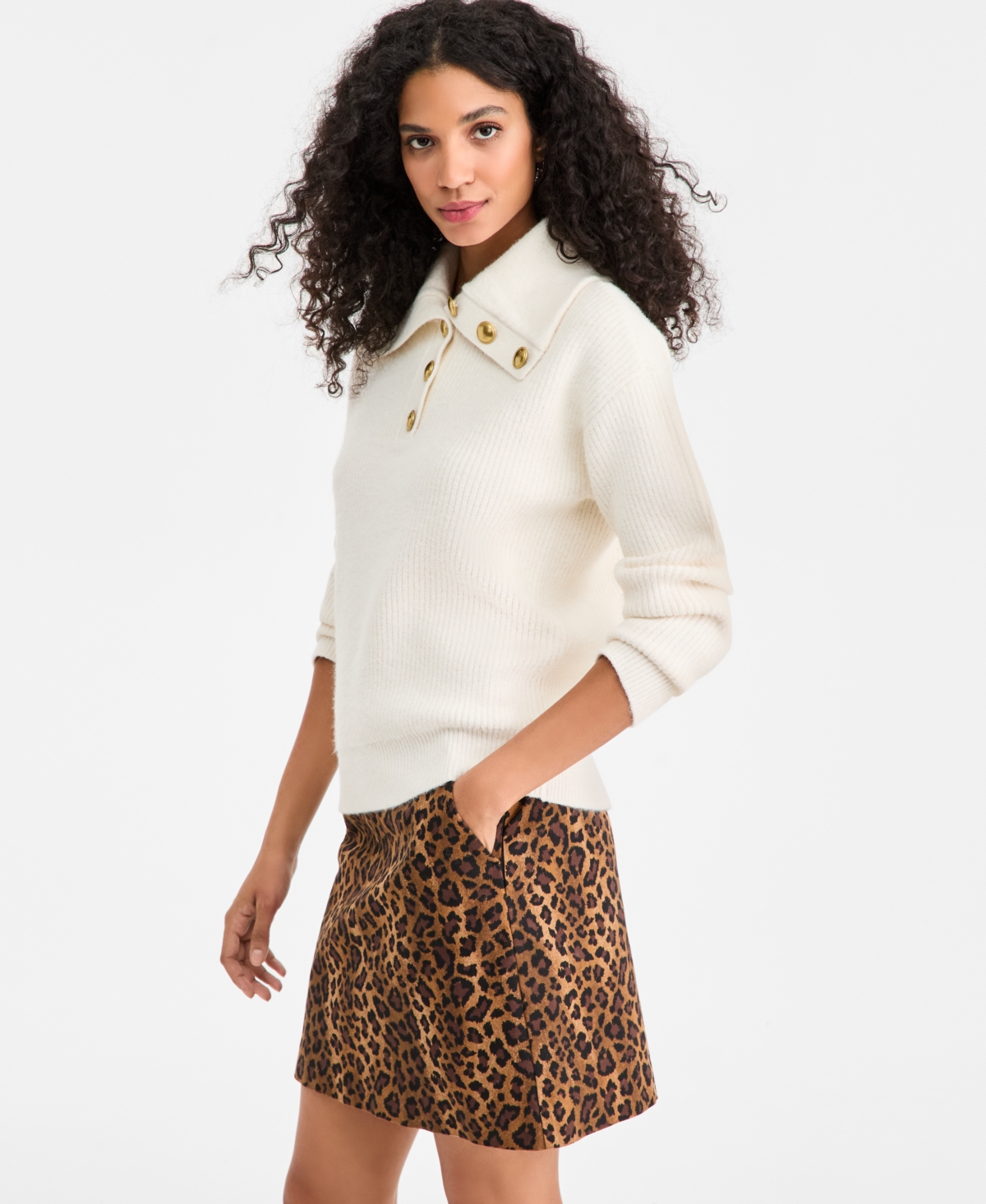 Click here for On 34th Womens Collared Button Pullover Sweater  M... prices