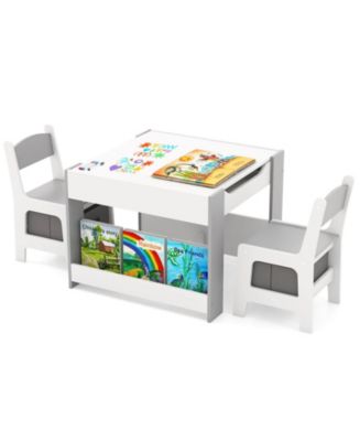 4-in-1 Kids Table & Chair Set Toddler Wooden Activity Table with Side ...