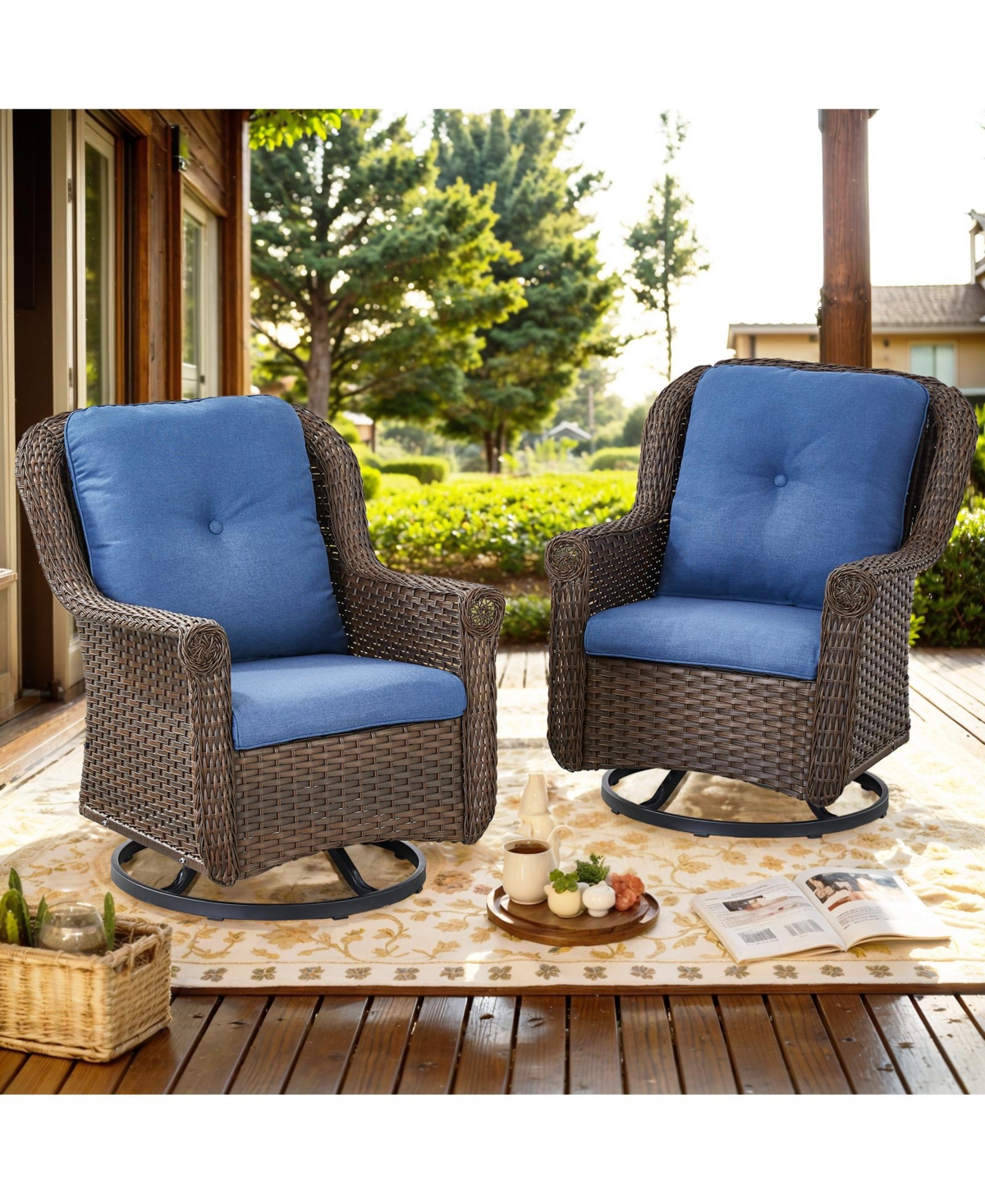 Click here for Gymojoy ChrysArm Wicker Patio 2-Piece Swivel Chair... prices