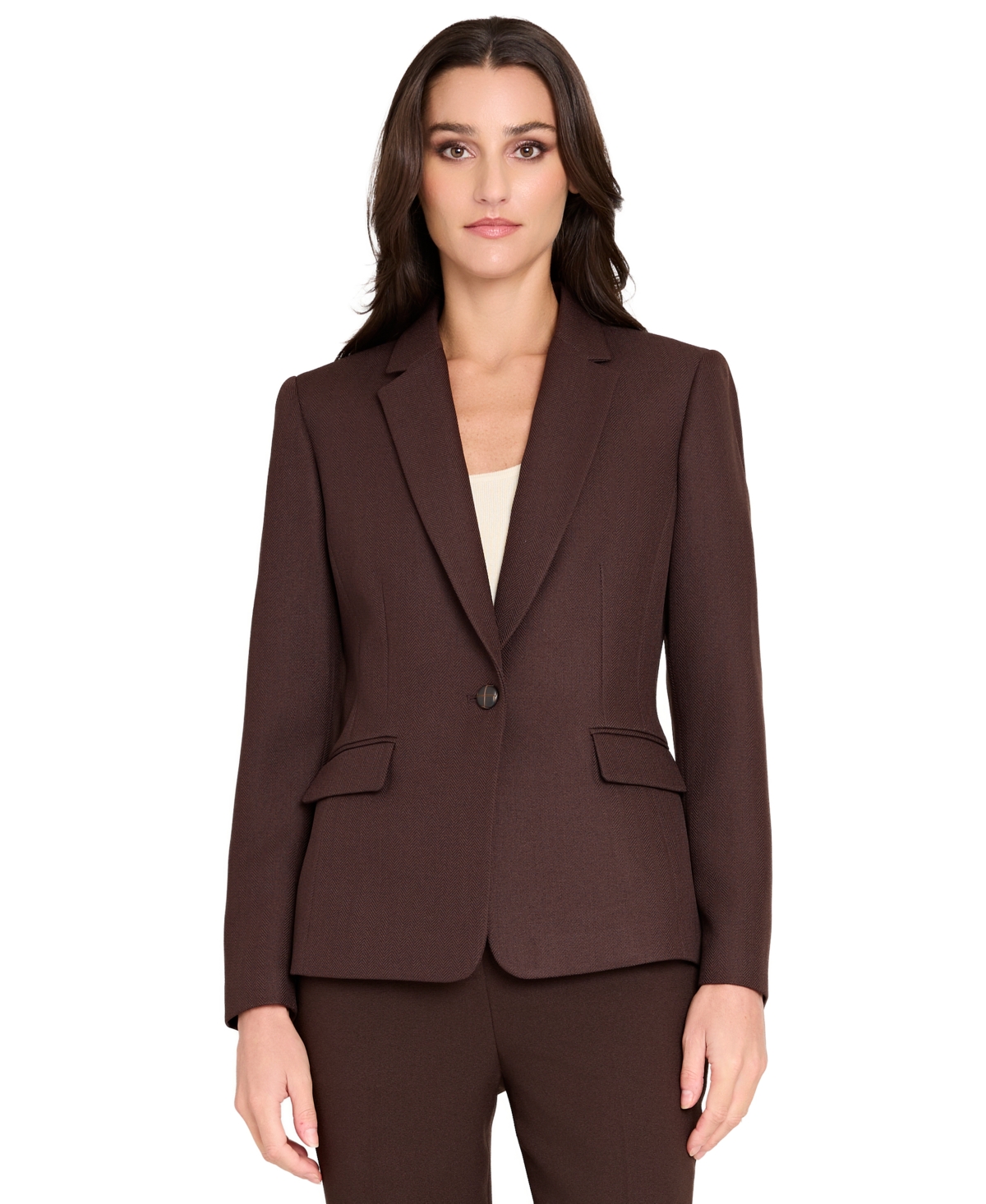 Click here for Tahari Asl Womens Herringbone Peak Lapel Blazer  R... prices