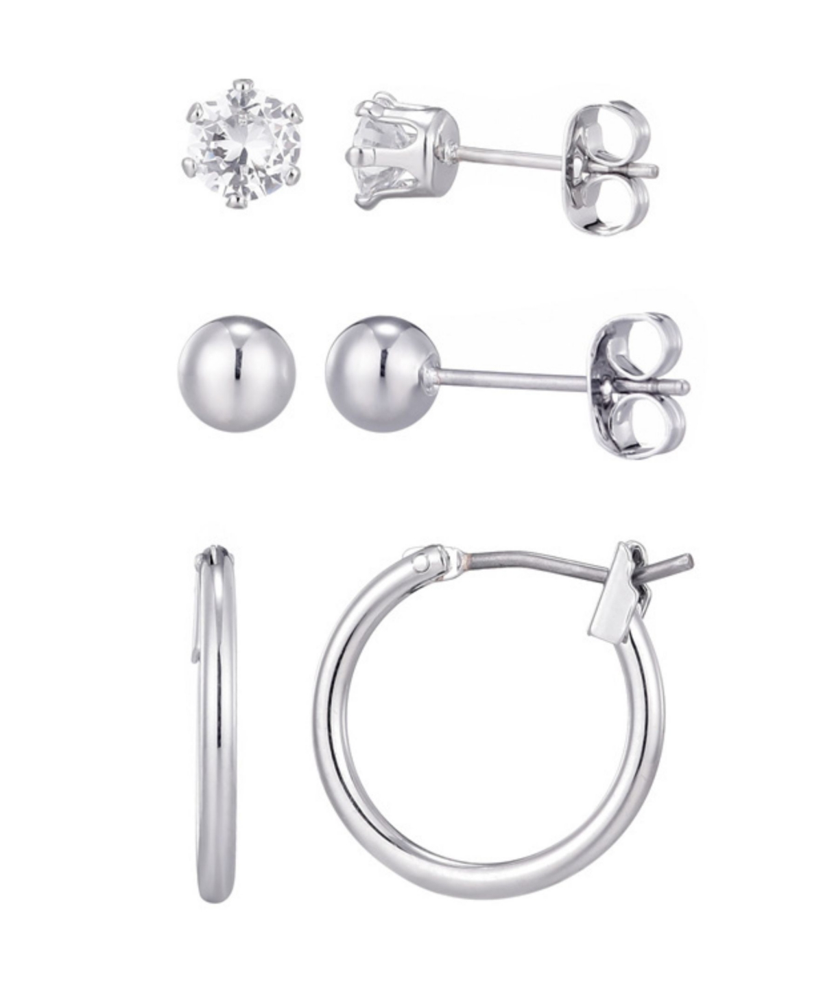 Click here for Adornia Silver Hoop  Solitaire and Ball Stud Earri... prices
