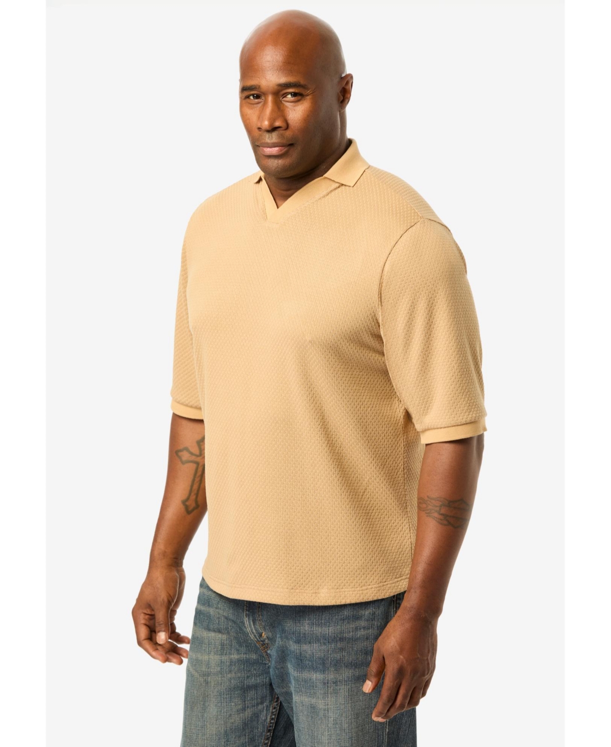 Click here for KingSize Mens Big & Tall Knit Sweater Polo - Beige prices