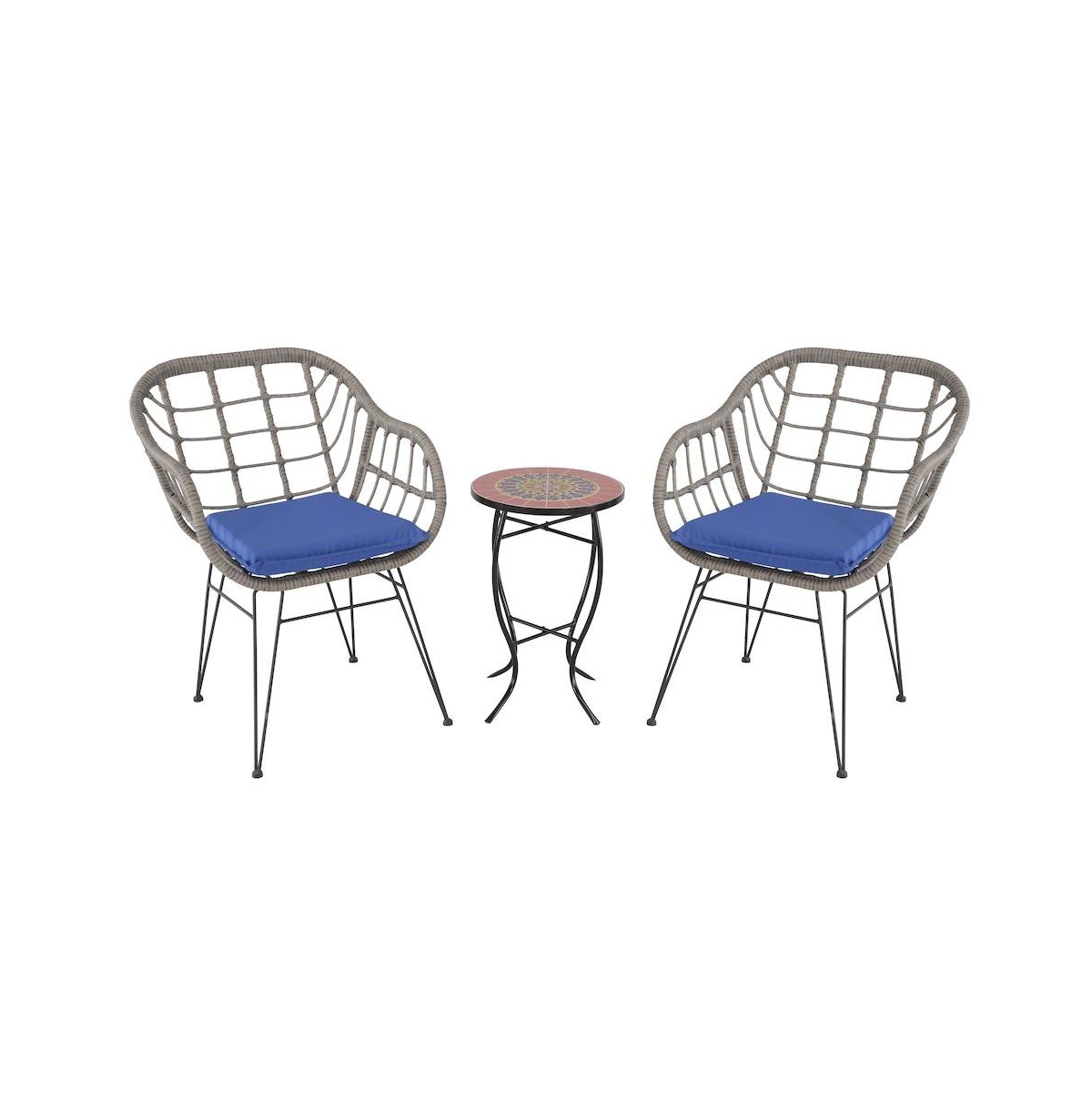 Click here for Jiallo Faux Rattan Basket Chair Set With Mosiac Ac... prices