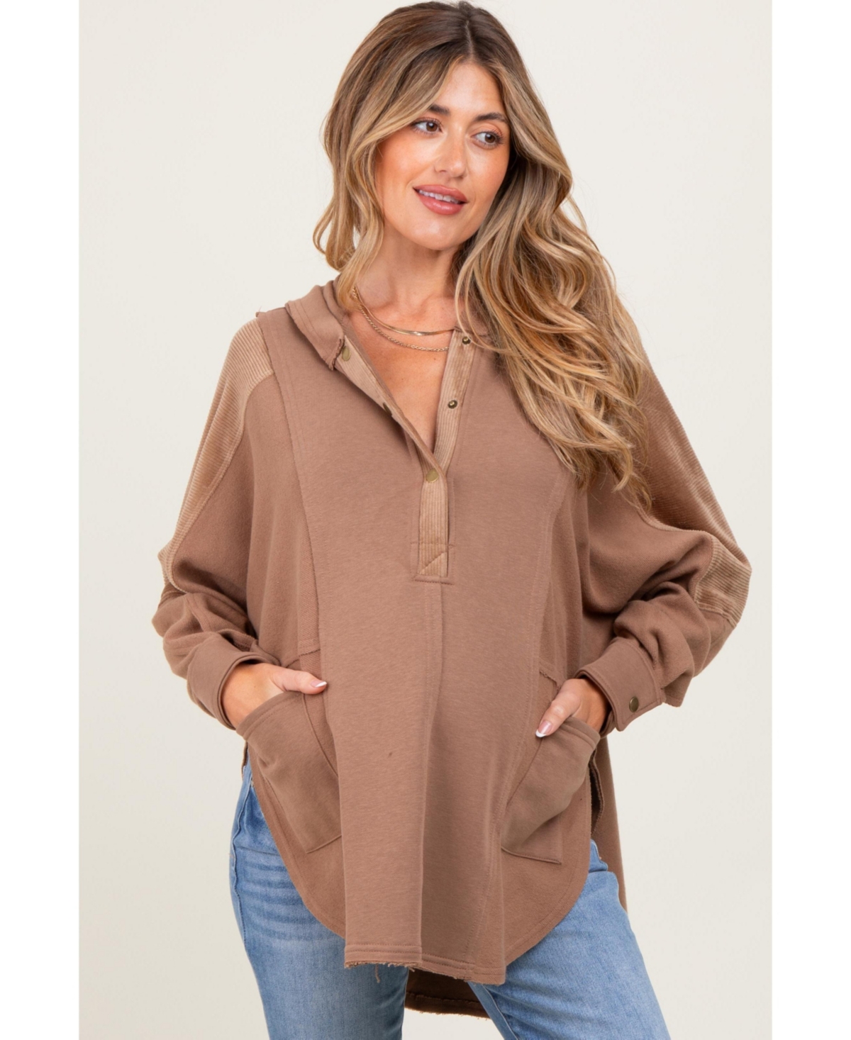 Click here for Pinkblush Maternity Mocha Corduroy Contrast Oversi... prices