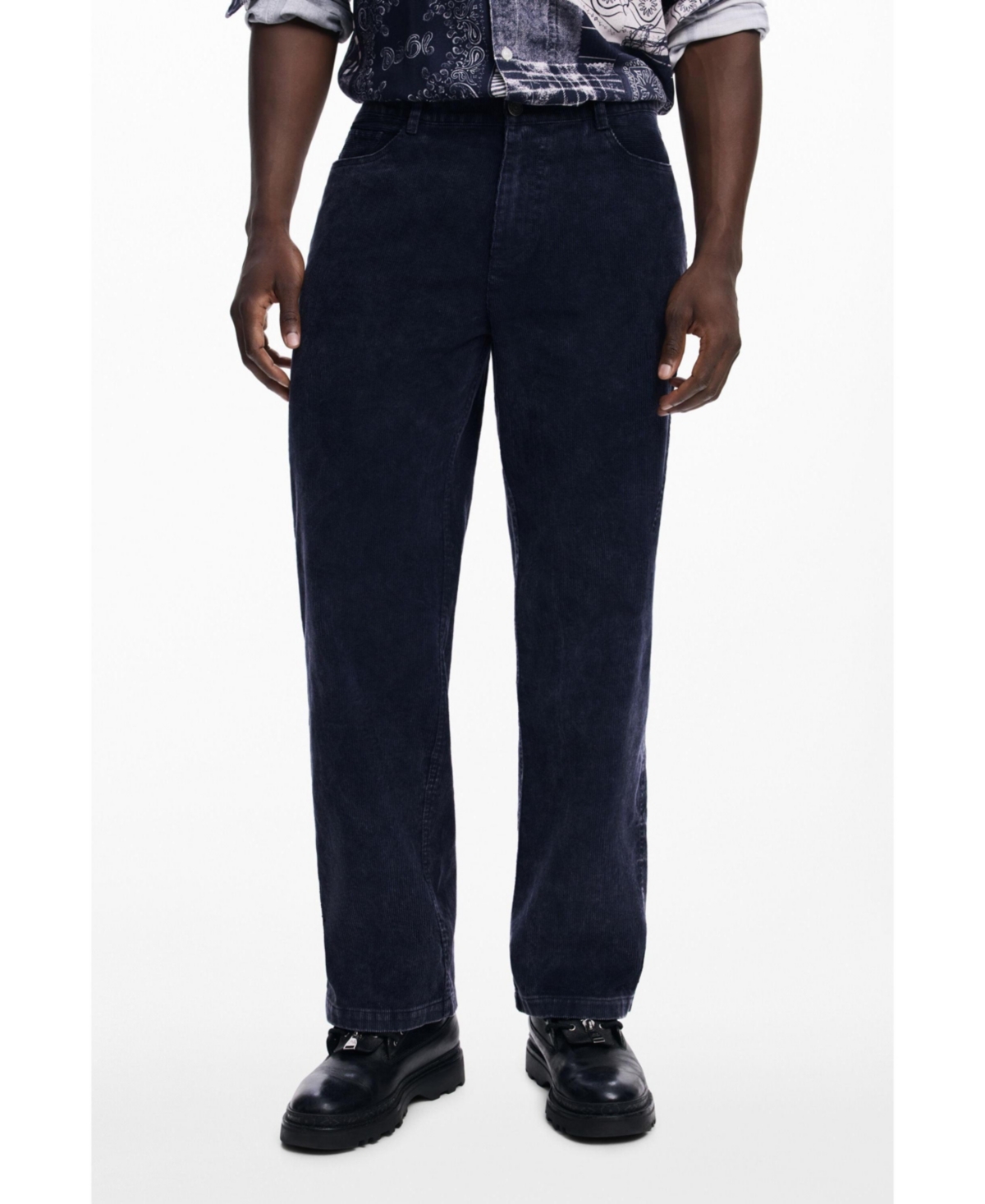 Click here for Desigual Mens Washed corduroy trousers - Dark grey prices