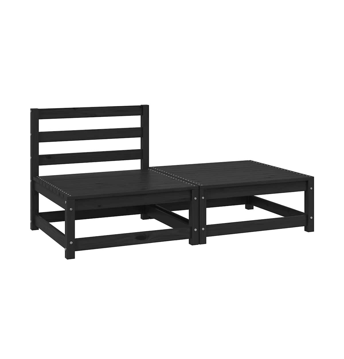 Click here for vidaXL 2 Piece Patio Lounge Set Black Solid Pinewo... prices