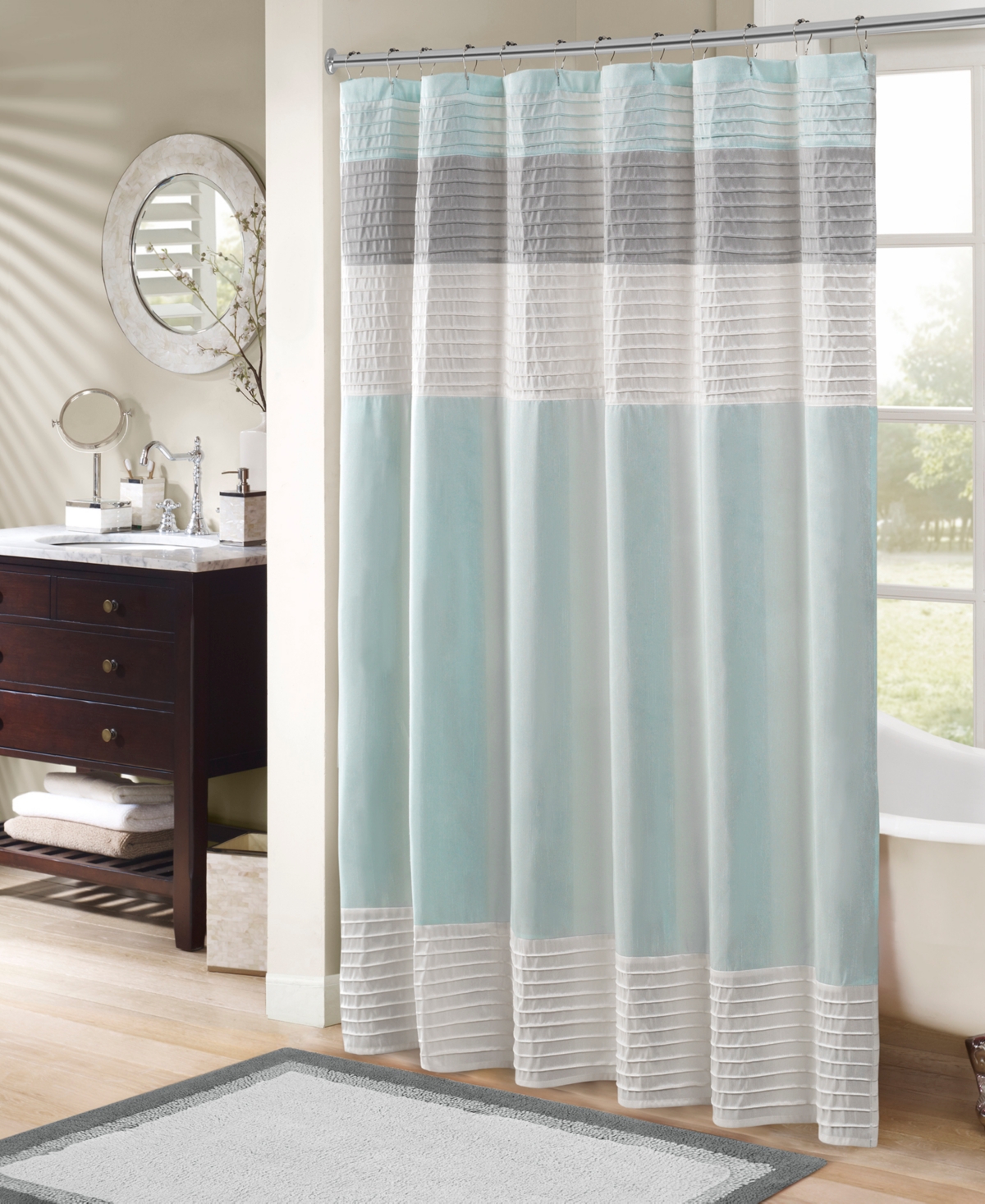 Click here for Madison Park Amherst Shower Curtain  72 x 72 - Aqu... prices