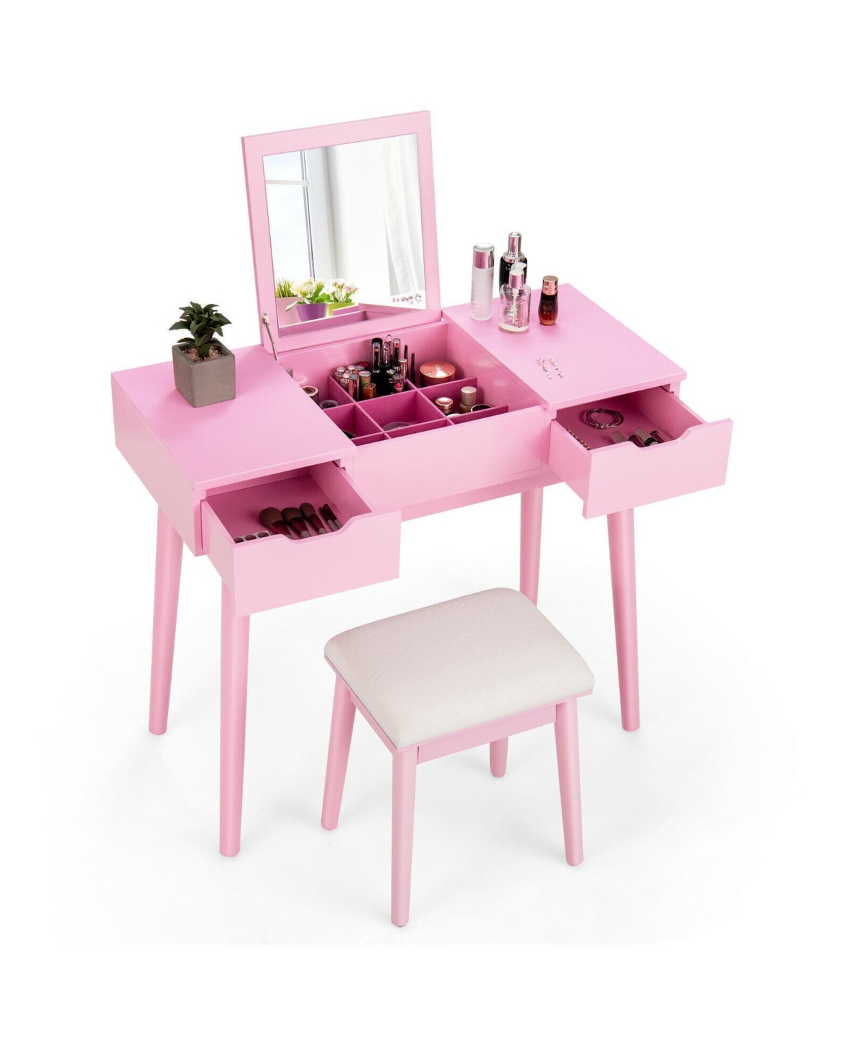 Click here for Volenca Makeup Vanity Table Set with Flip Top Mirr... prices