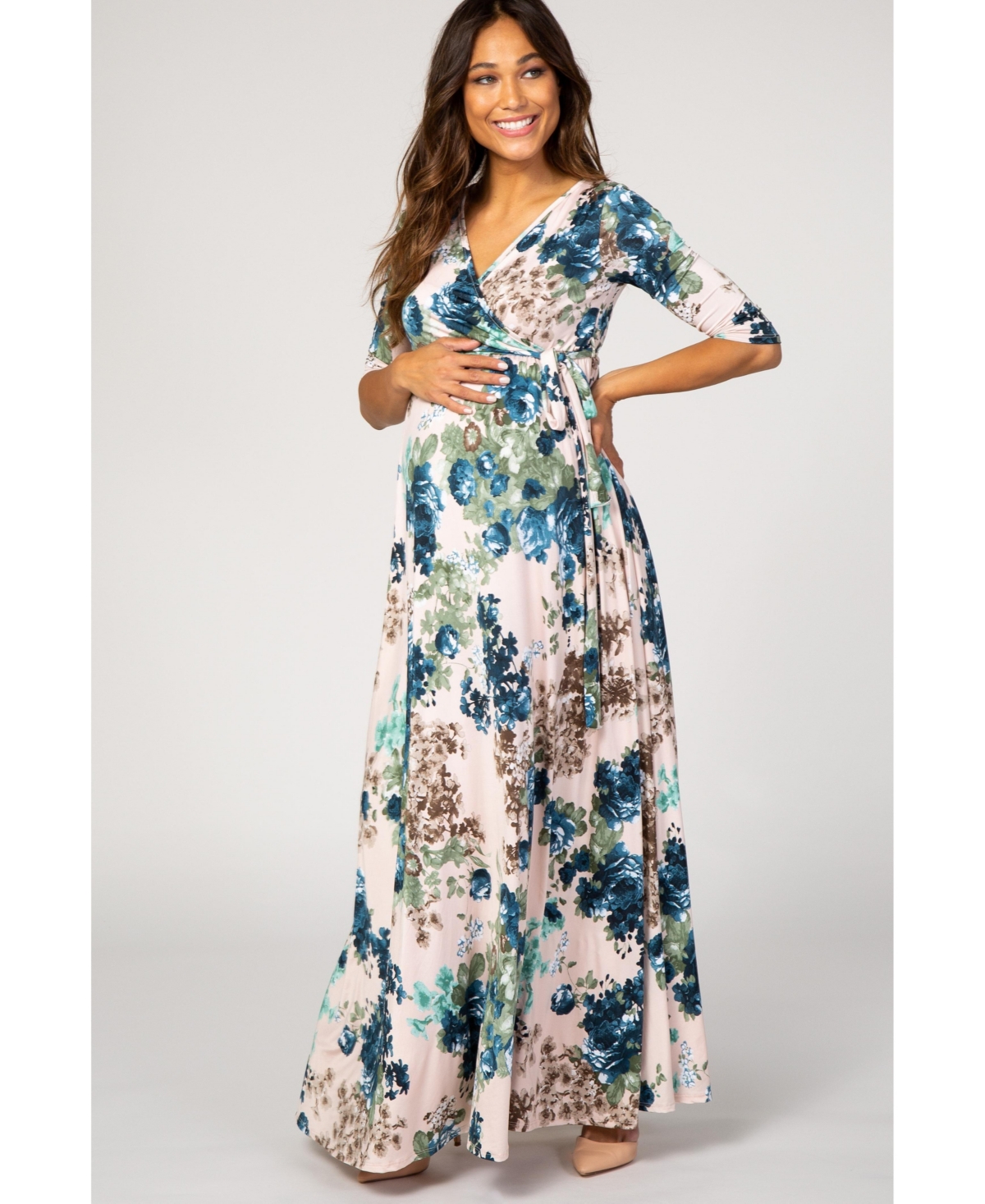 Click here for Pinkblush Maternity Light Pink Floral Sash Tie Mat... prices