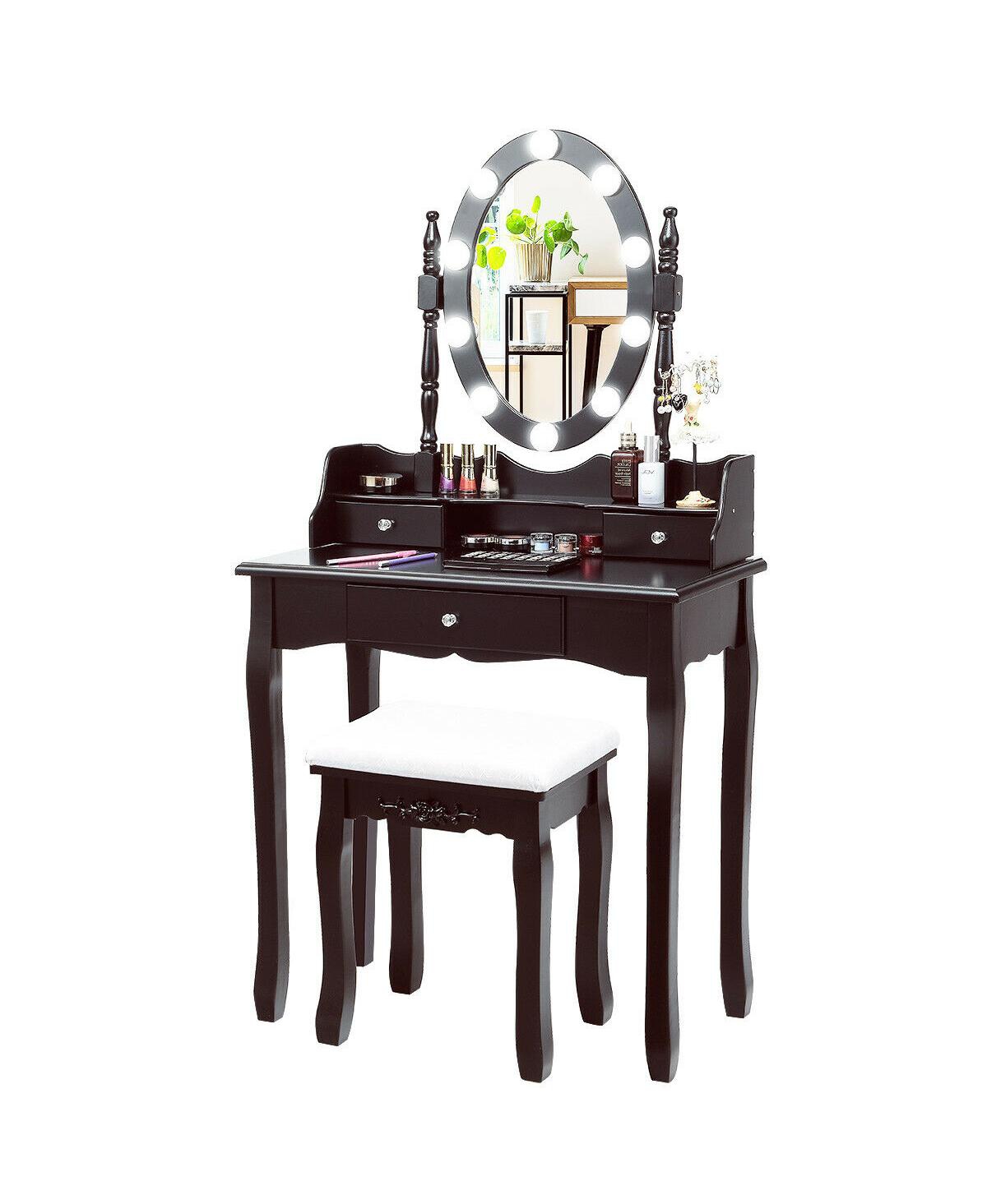 Click here for Oval Mirror Vanity Set with 10 Led Dimmable Bulbs... prices