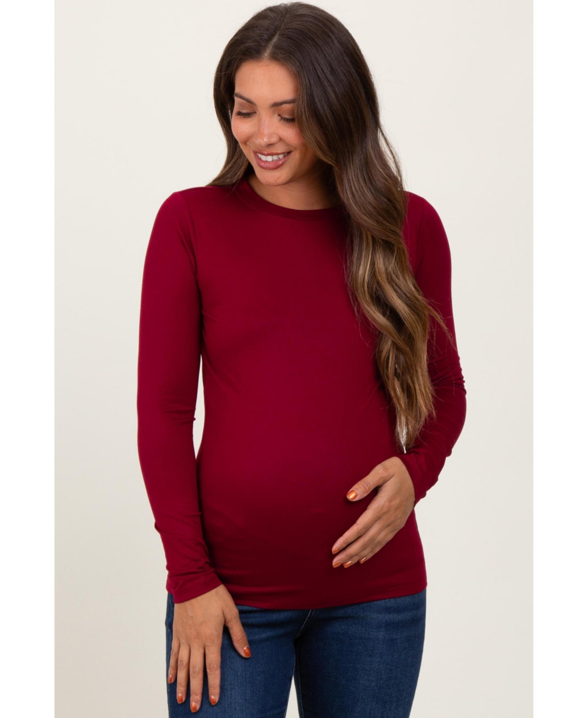 Click here for Pinkblush Maternity Burgundy Basic Long Sleeve Top... prices
